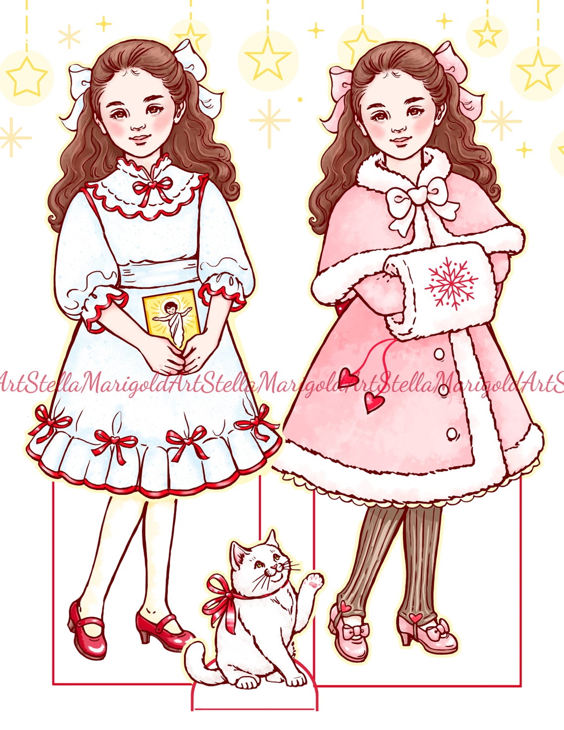 Digital Download Noelle Paper Doll color and Black and | Etsy