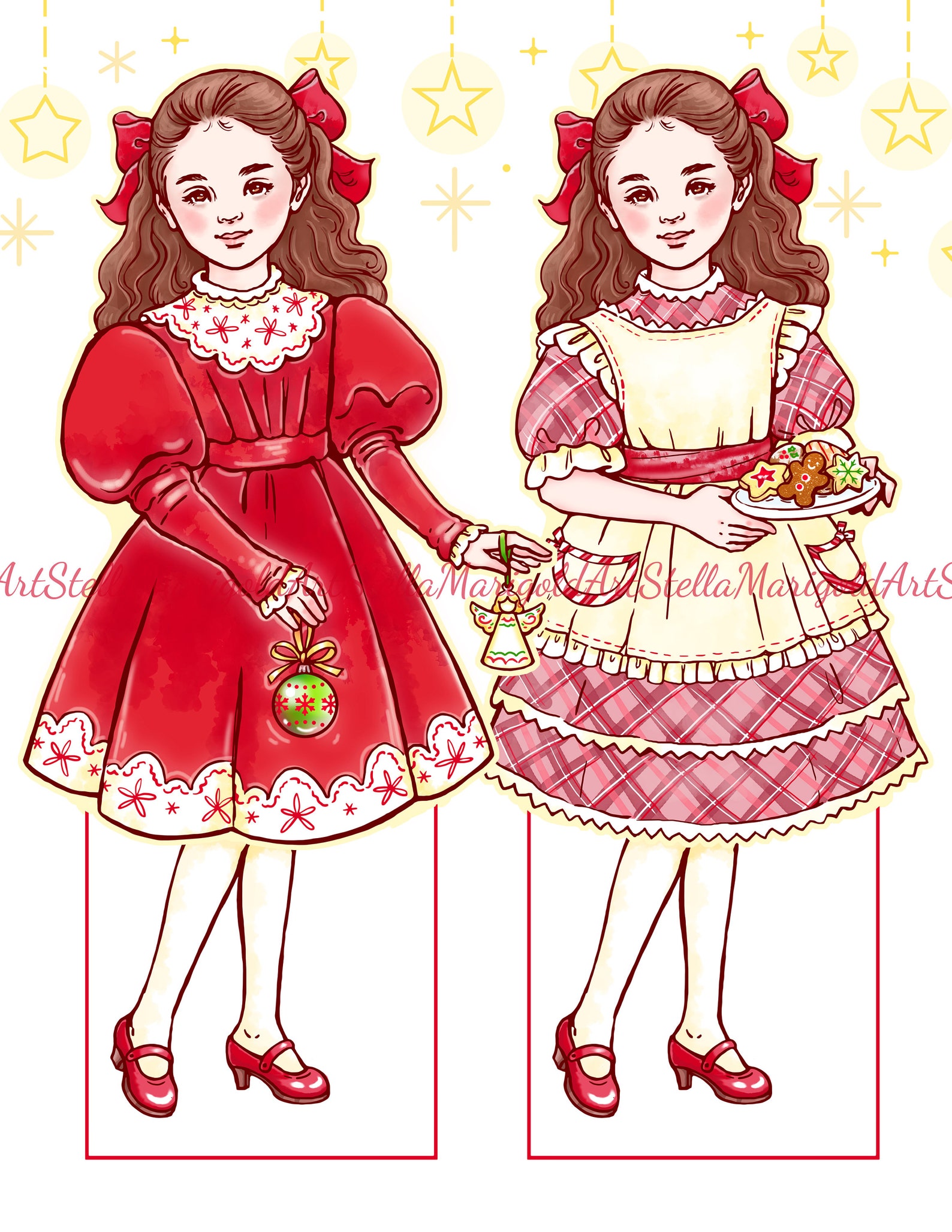 Digital Download Noelle Paper Doll color and Black and | Etsy