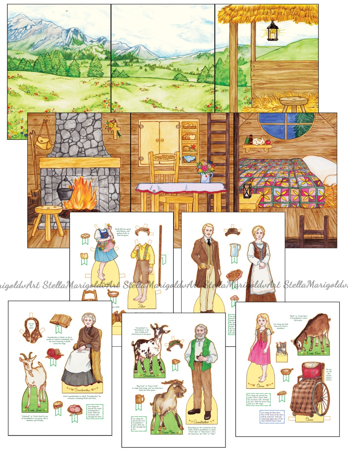 Digital Download - Heidi Paper Dolls - Complete Set in Color - Etsy