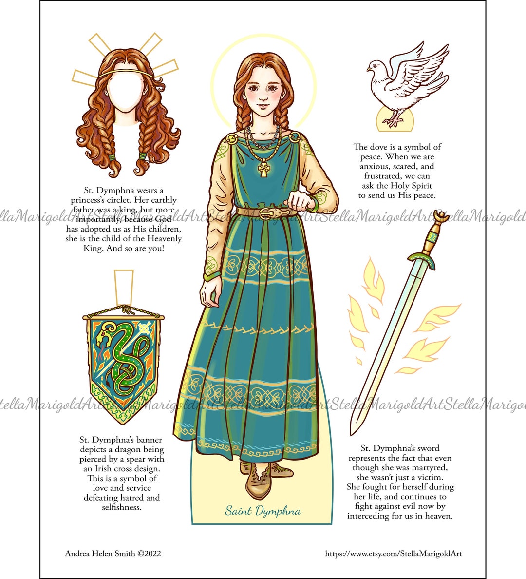 Digital Download - Saint Dymphna - Paper Doll and Coloring Pages (color ...