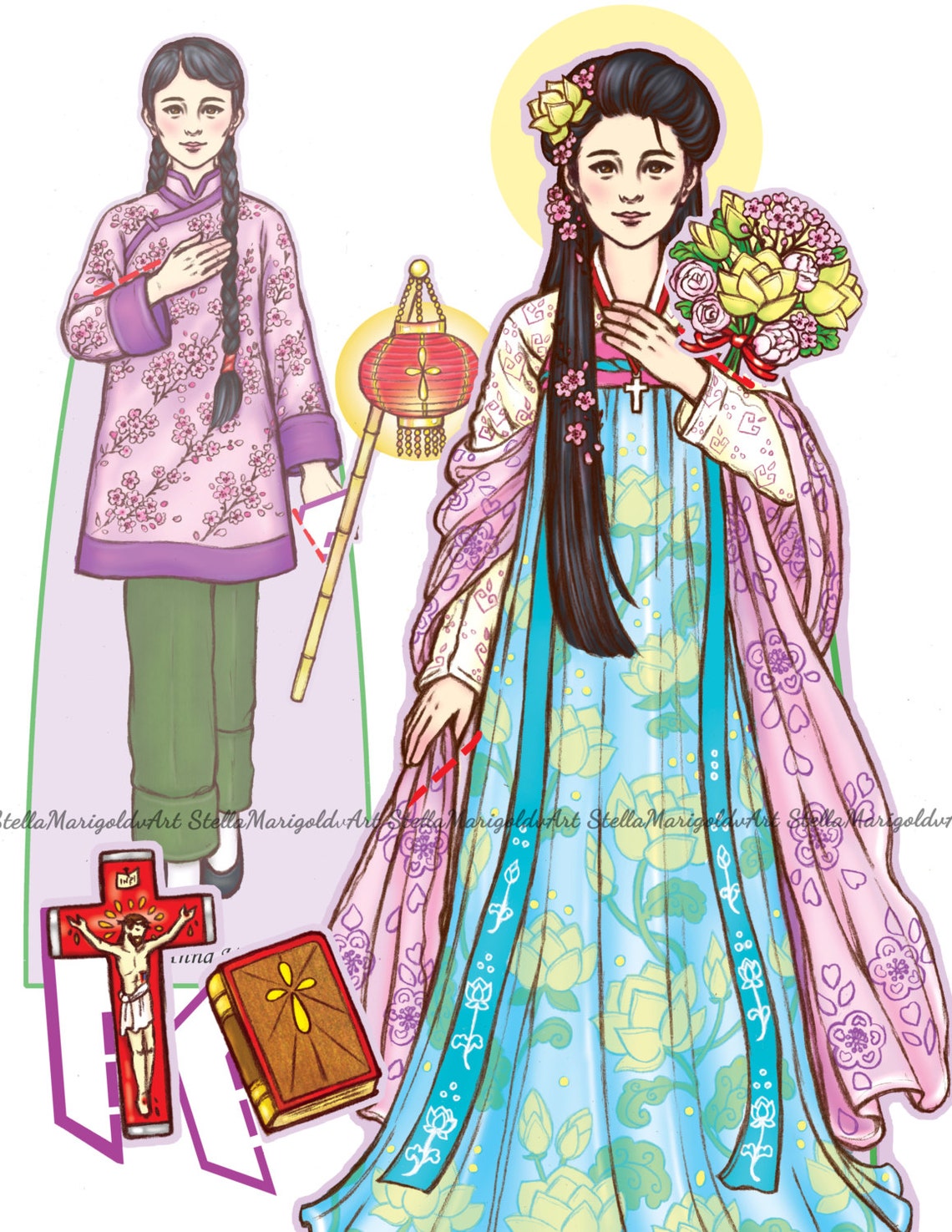 Digital Download Saint Anna Wang Paper Doll color and Bnw - Etsy