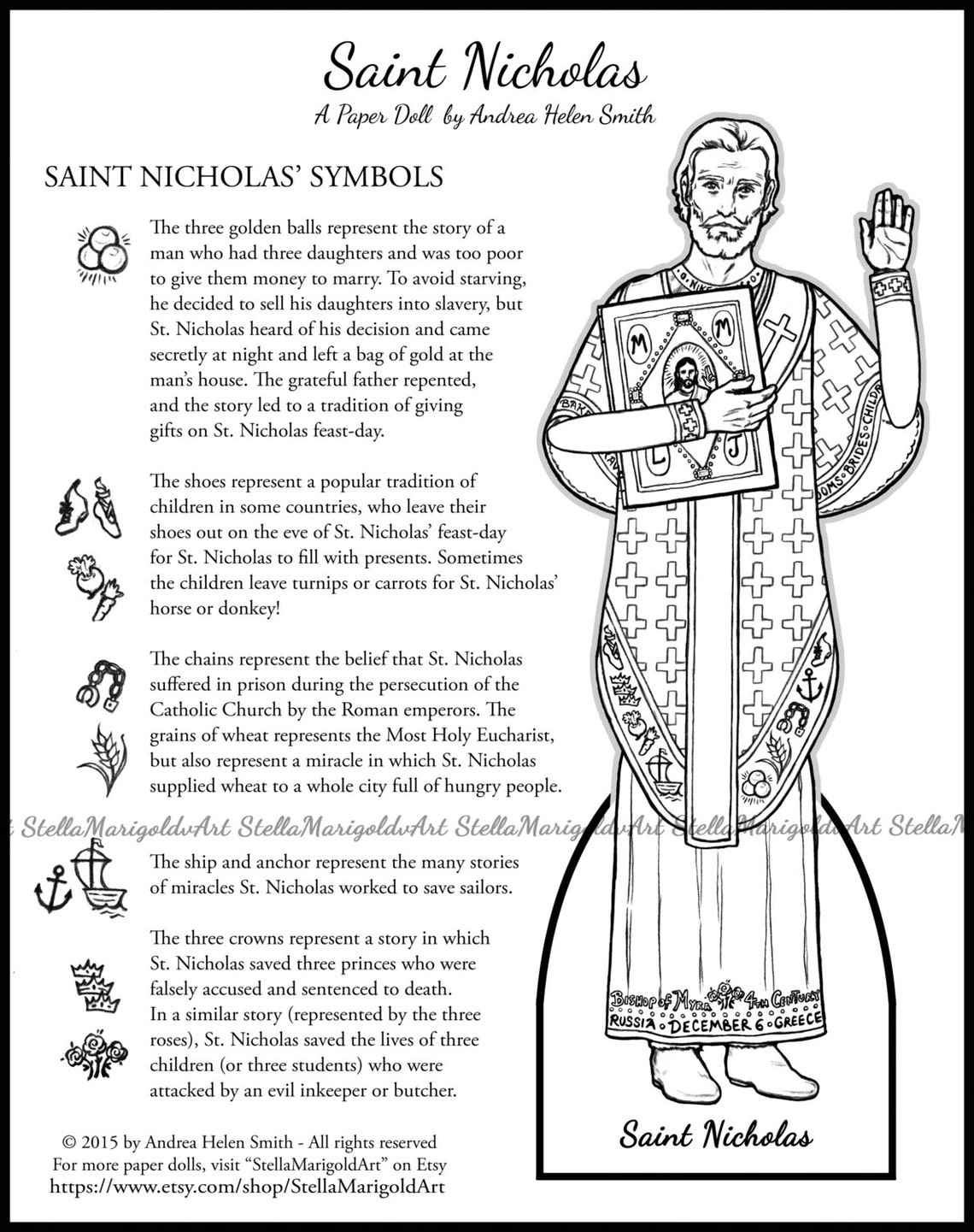 Digital Download Saint Nicholas Paper Doll traditional - Etsy
