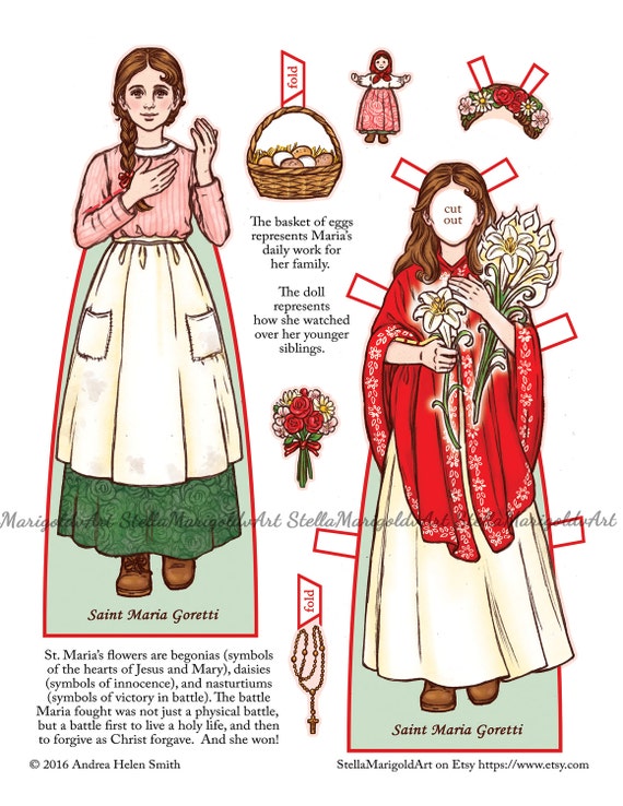 Digital Download Saint Maria Goretti Paper Doll color and - Etsy