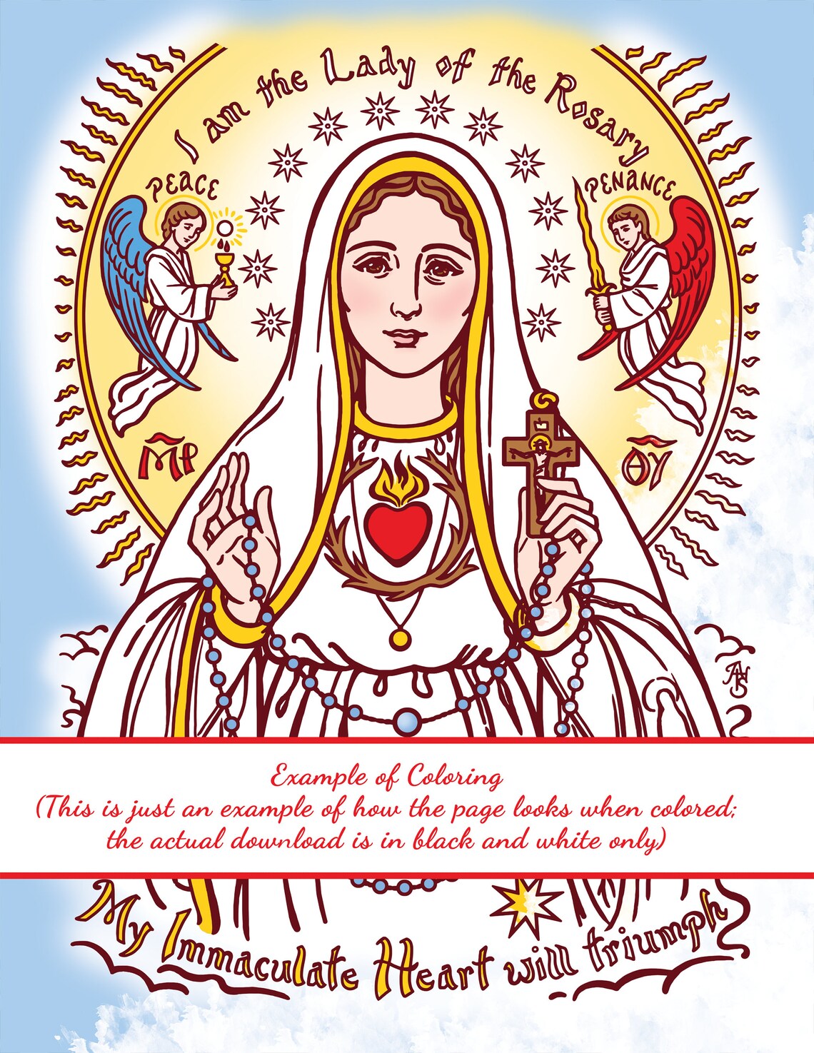 Digital Download Our Lady of Fatima Coloring Page - Etsy