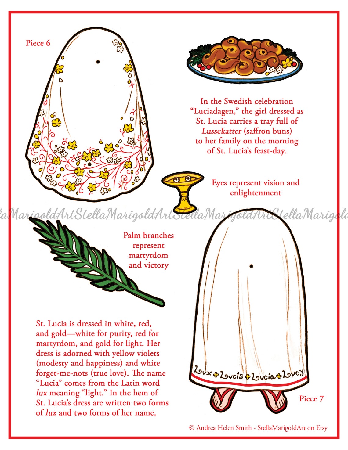Digital Download Saint Lucy St. Lucia Paper Doll Color - Etsy