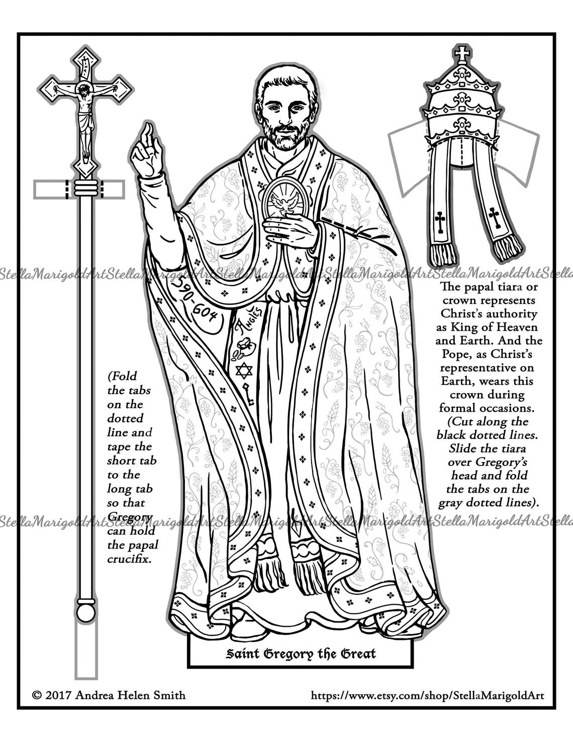 Digital Download Saint Gregory the Great Paper Doll color - Etsy