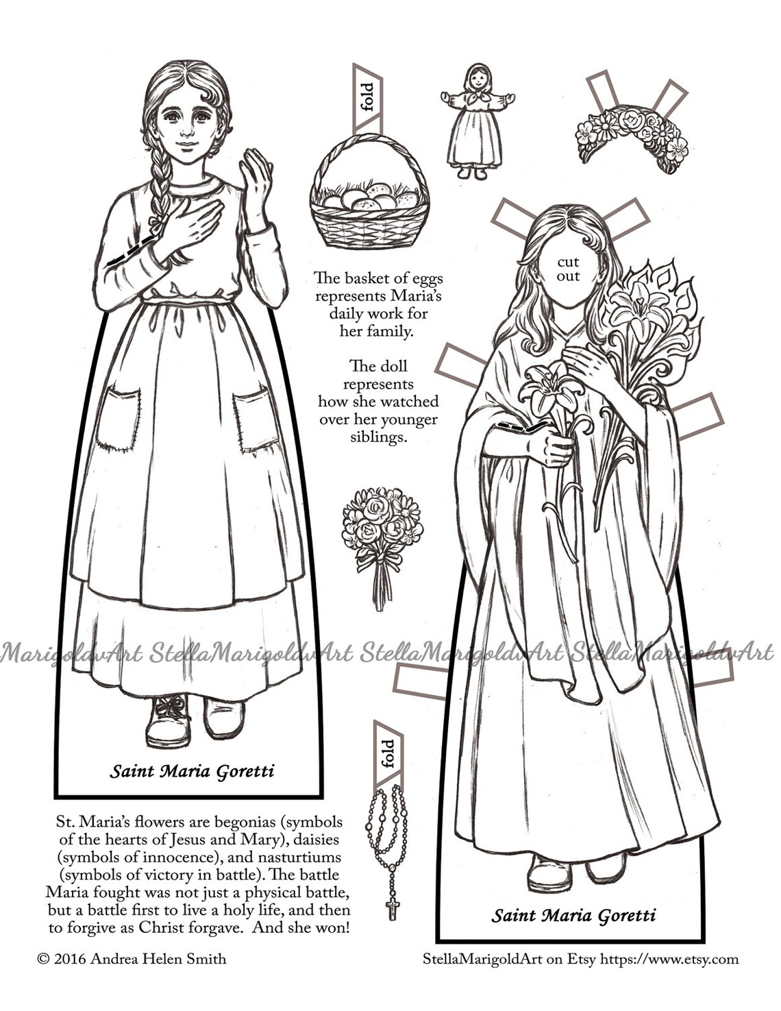 Digital Download Saint Maria Goretti Paper Doll color and - Etsy