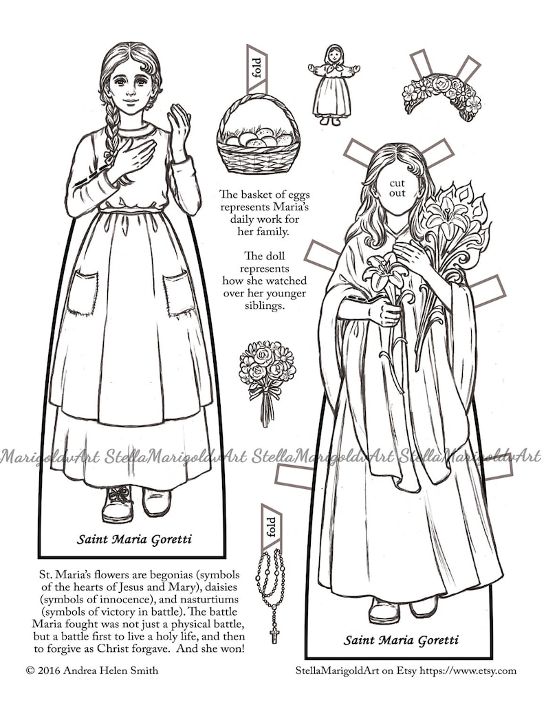 Digital Download Saint Maria Goretti Paper Doll color and - Etsy