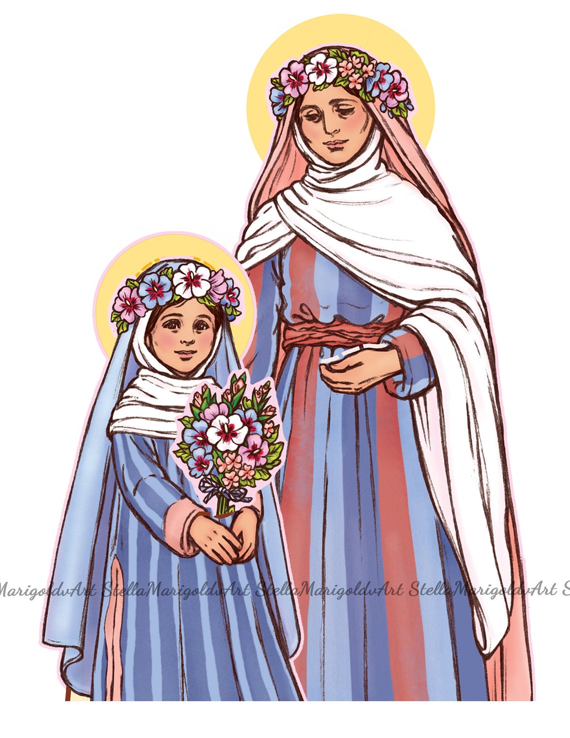 Digital Download Saint Anne Paper Doll color and Bnw | Etsy