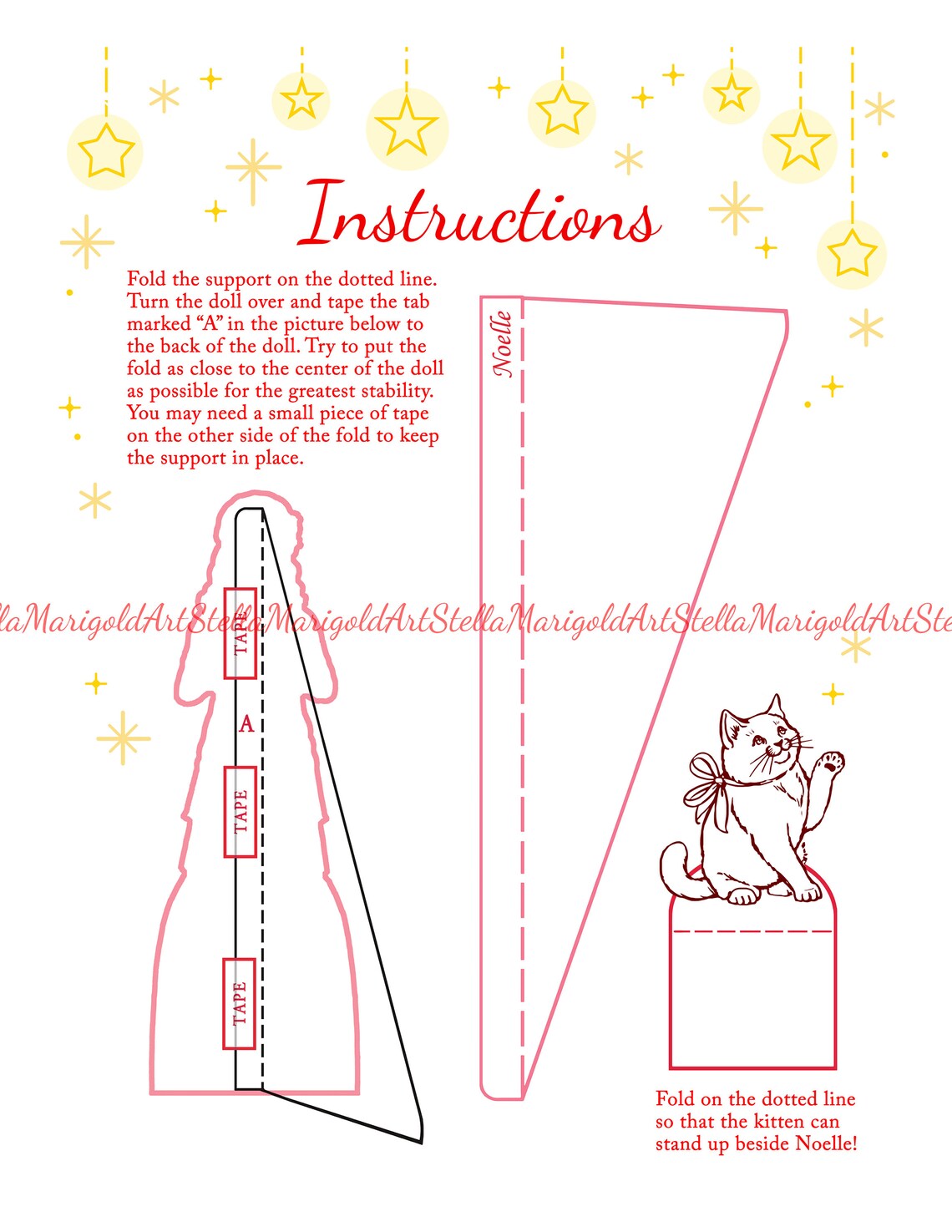 Digital Download Noelle Paper Doll color and Black and | Etsy