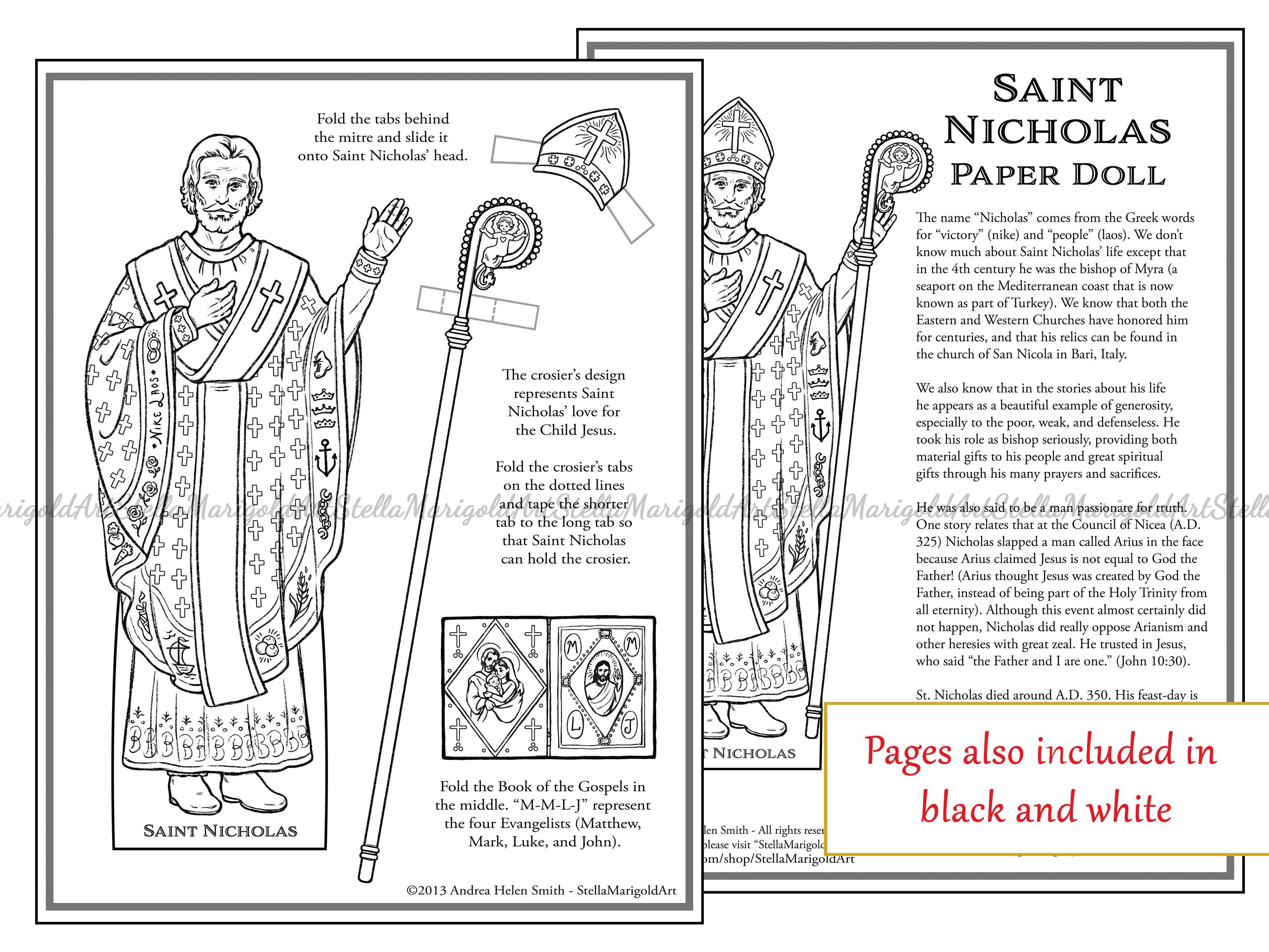 Digital Download - Saint Nicholas Paper Doll (traditional) (color and ...