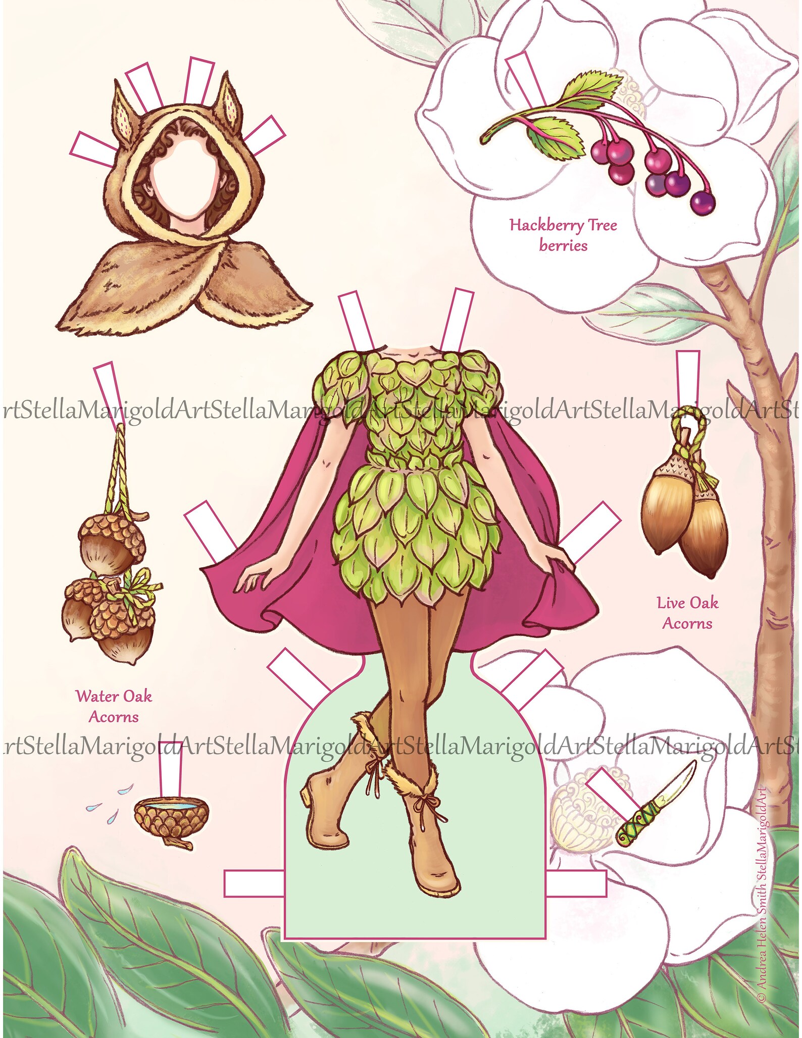 Digital Download Southern Magnolia Fairy Paper Doll Set - Etsy