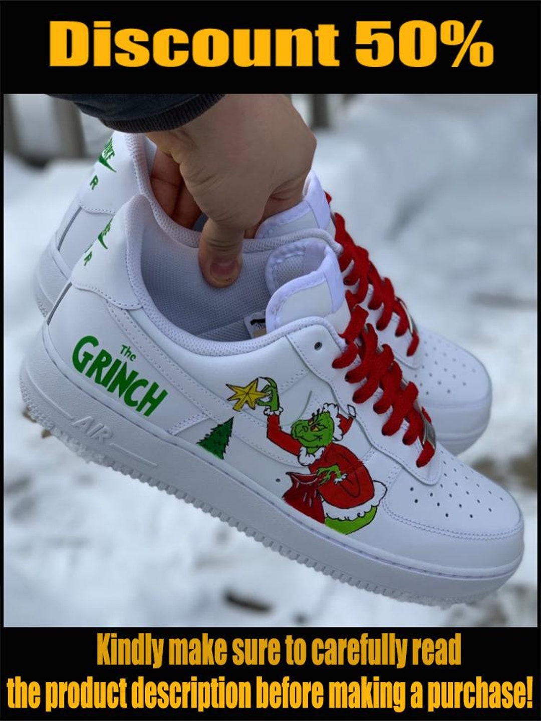 Custom Christmas Grinch AF1 Shoes Handpainted Xmas Festival - Etsy