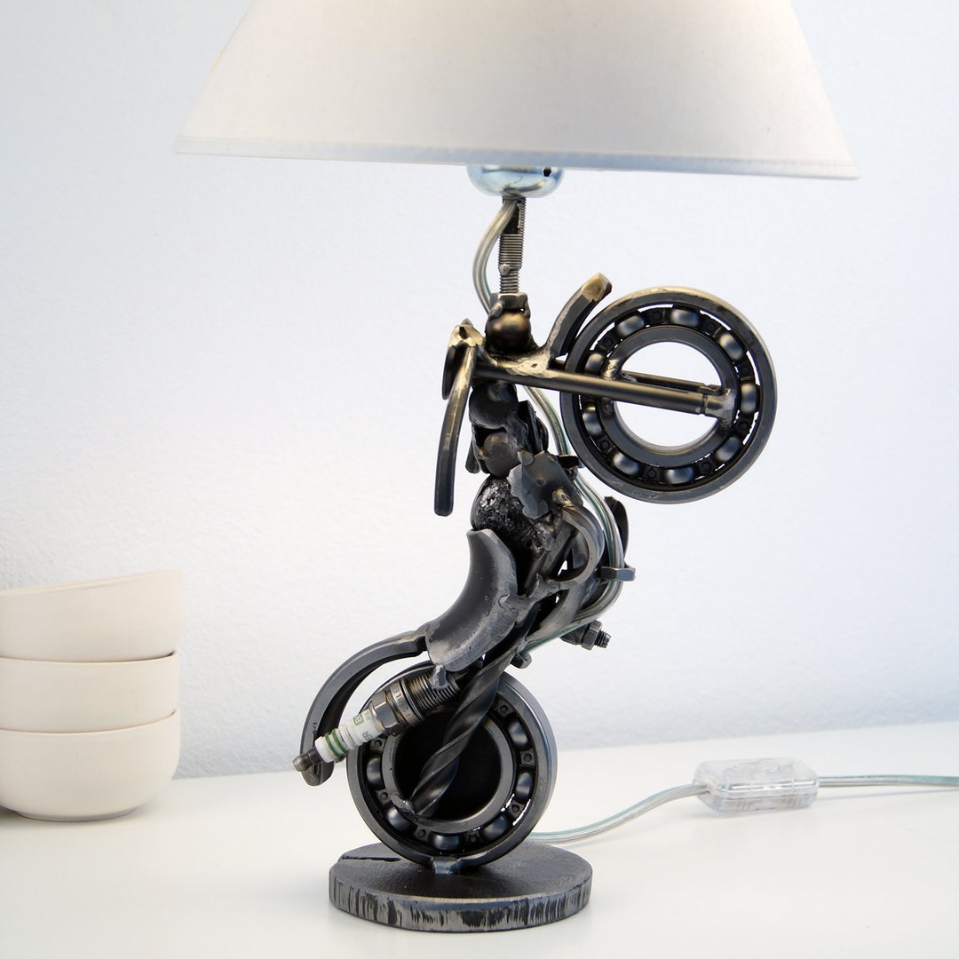 Industrial Desk Lamp Motorcycle Art Sculpture - Etsy