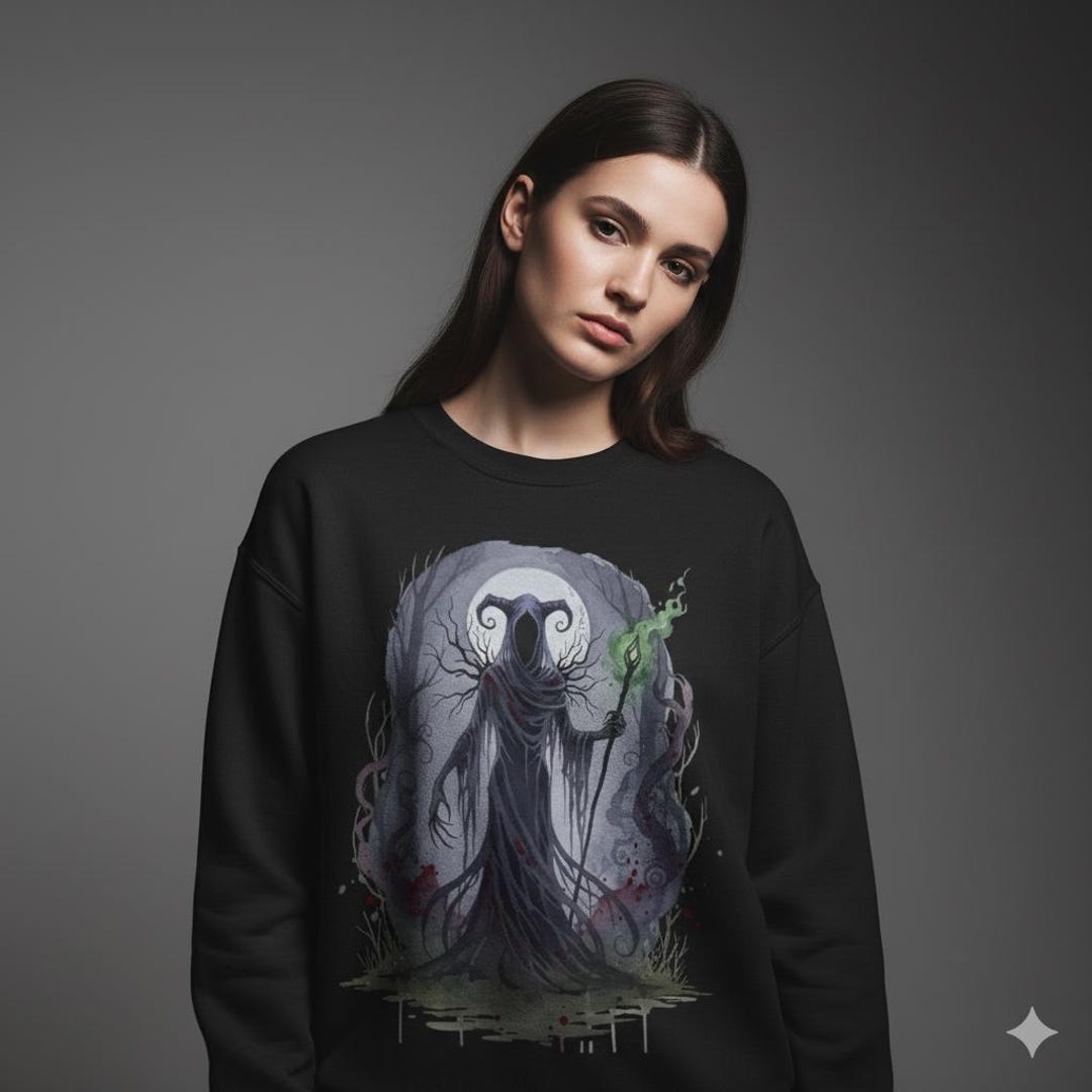 Shadow Demon Sweater, Spooky Halloween Unisex Crewneck, Dark Spirit ...