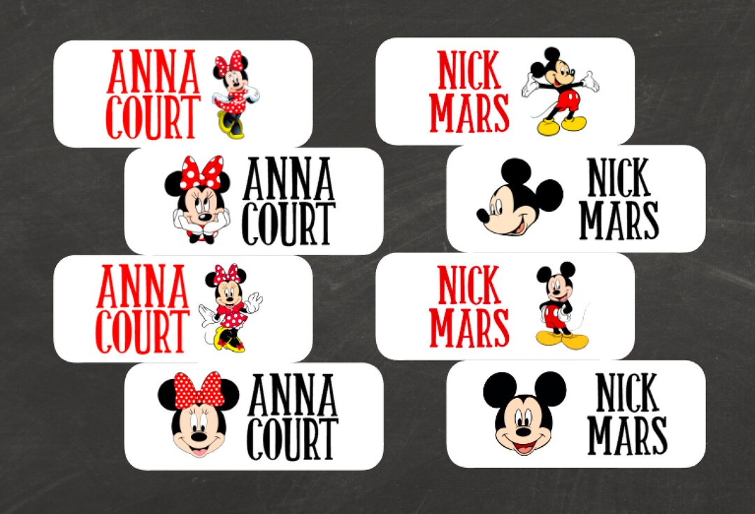 Water Resistant Minnie Mouse / Mickey Mouse Name Labels - Etsy