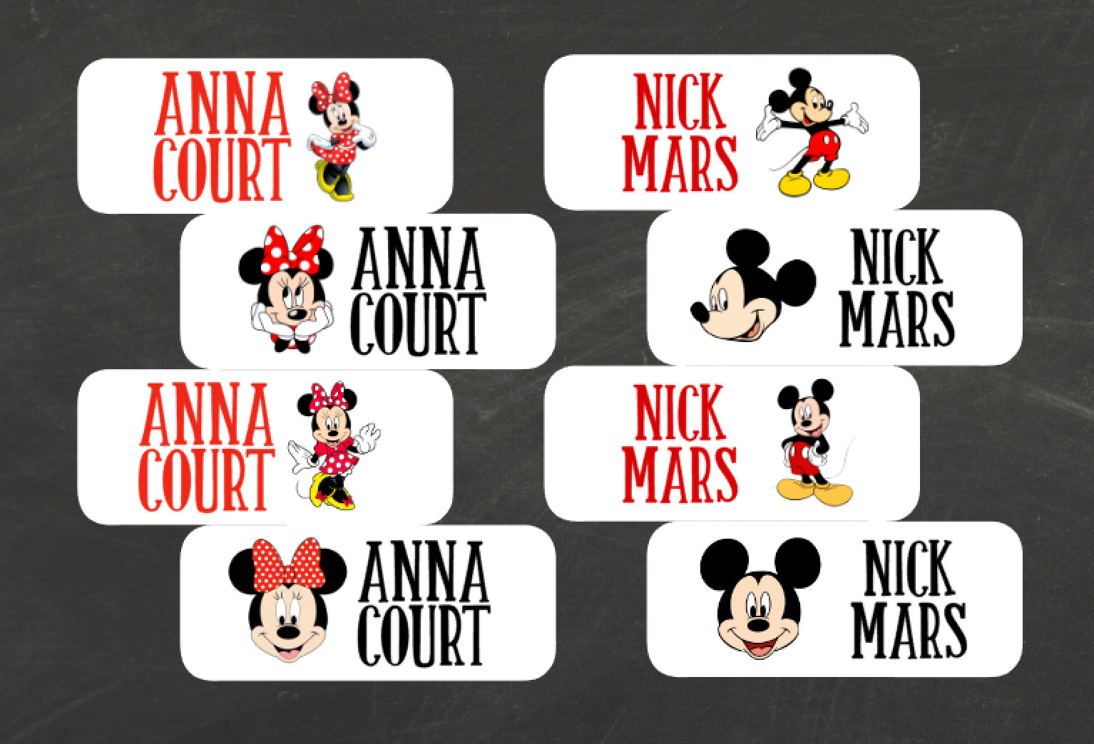 Mickey Mouse Name Tags
