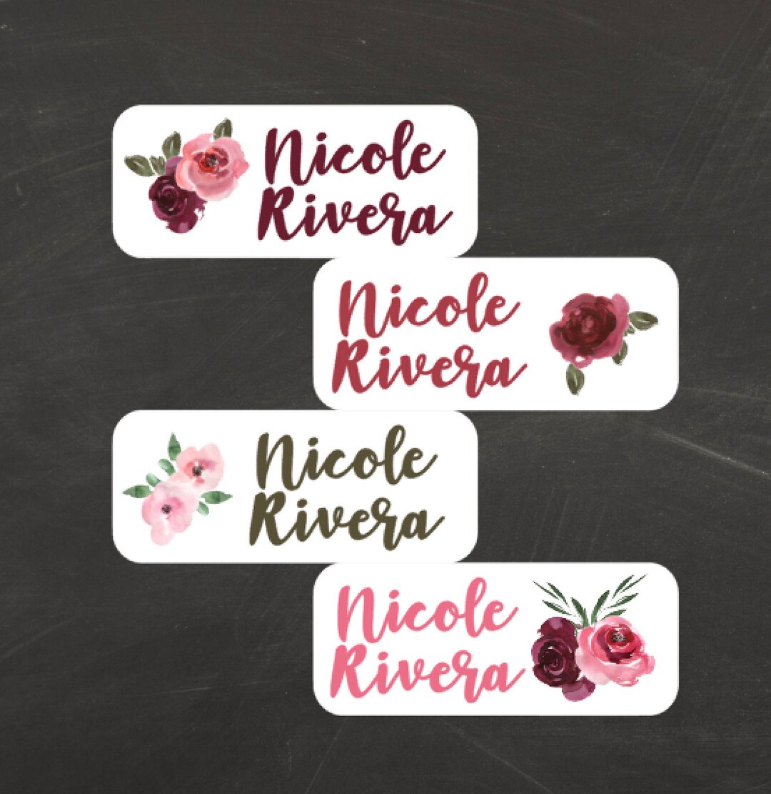 Waterproof Watercolor Flower Name Labels - Etsy