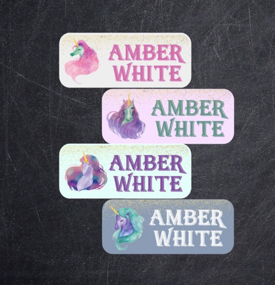 Watercolor Unicorns Name Labels - Etsy