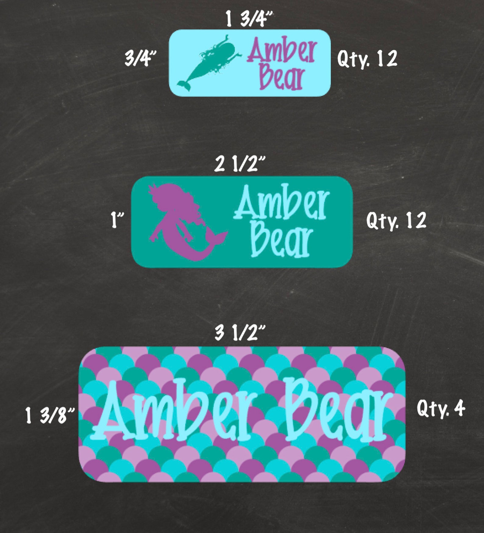 Waterproof Mermaid Name Labels - Etsy