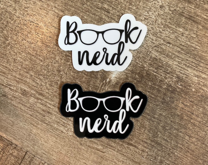 Book Nerd Cursive Waterproof Sticker - Etsy