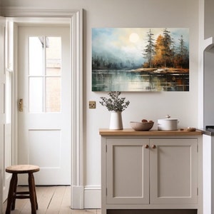 Lake Canvas Art Print Abstract Watercolor View Wilderness or Wildlife ...