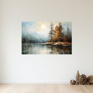 Lake Canvas Art Print Abstract Watercolor View Wilderness or Wildlife ...
