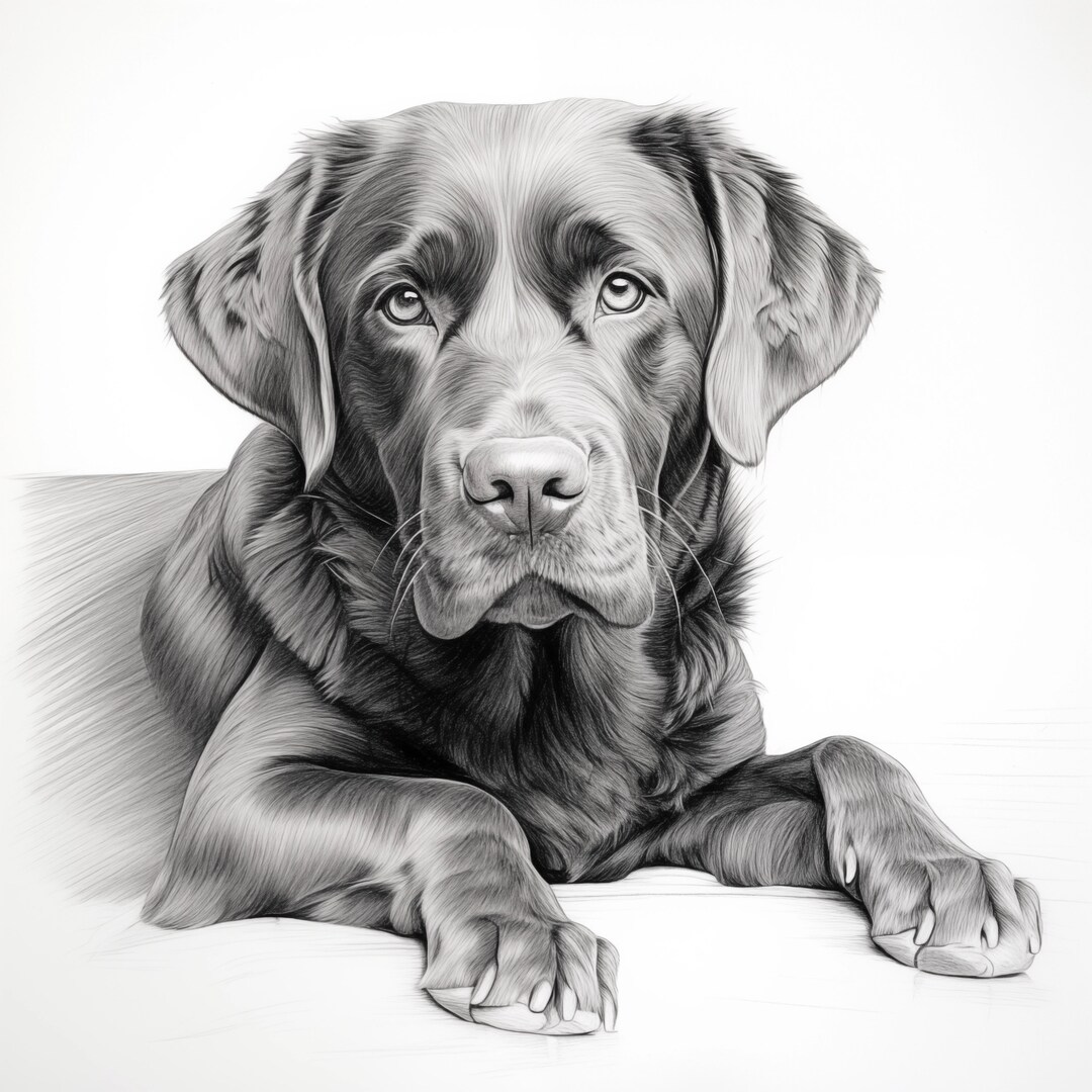 Black Labrador Sketch Canvas Wall Art Print for a Dog Lover for Home ...