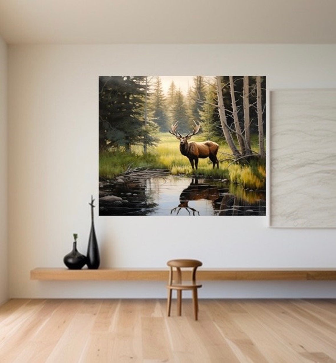 Wilderness Elk Print in a Meadow on a Beautiful Day Canvas Wall Art for ...