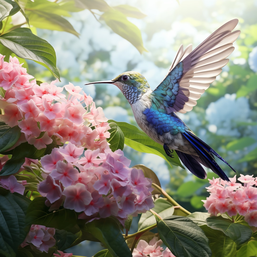 Hummingbird & Hydrangea Canvas Print, Wildlife Wall Art - Etsy