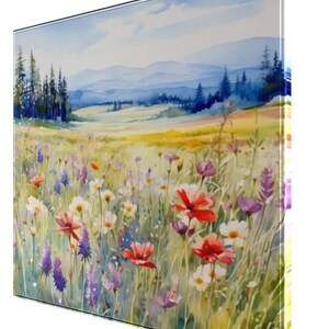 Wildflower Meadow Watercolor Canvas Print, Farmhouse Floral Art - Etsy