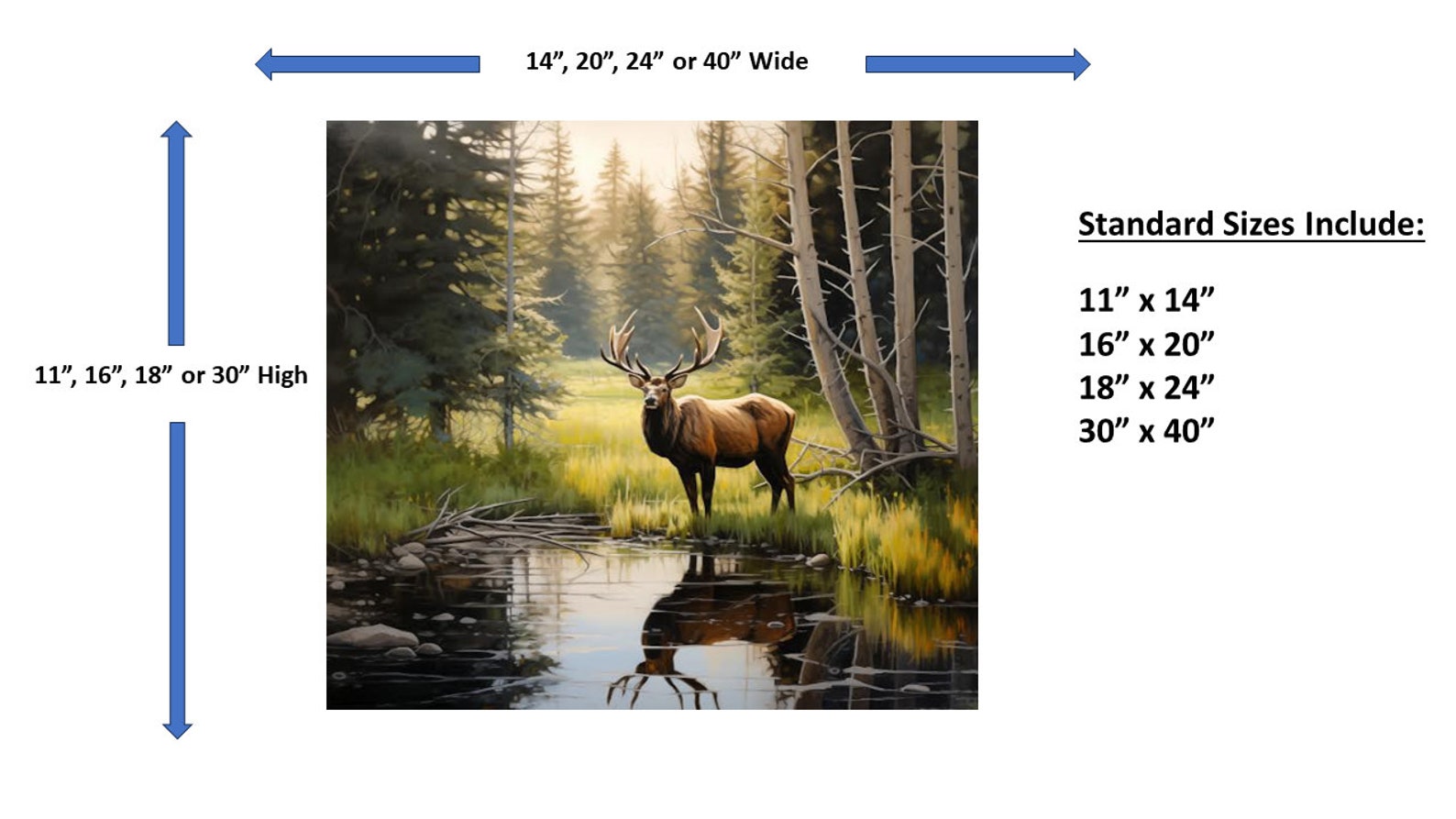 Wilderness Elk Print in a Meadow on a Beautiful Day Canvas Wall Art for ...