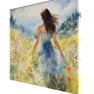 Charming Watercolor Canvas Print of Taking a Stroll Through Beautiful ...