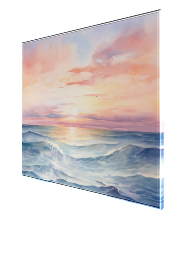 Watercolor Ocean Sunrise Canvas Print, Coastal Beach Wall Art - Etsy