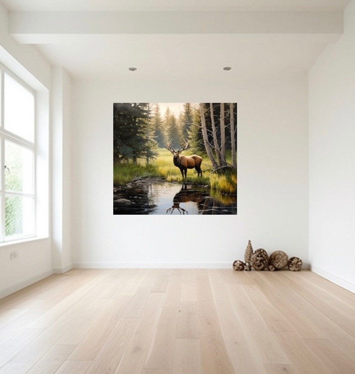 Wilderness Elk Print in a Meadow on a Beautiful Day Canvas Wall Art for ...