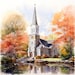 Watercolor Stone Church Canvas Print, Peaceful Autumn Scene - Etsy