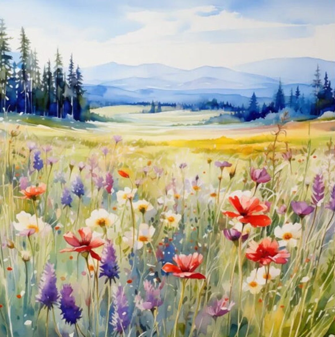 Beautiful Wildflower Meadow Canvas Print Wall Art Wildflowers for ...