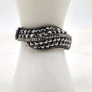 Glittering Vintage Weiss Deep Silver Rhinestone Hinged Clamper / Cuff ...