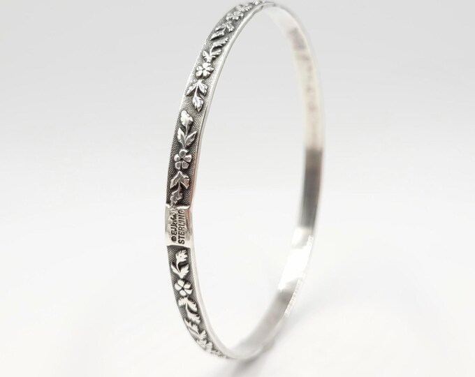 Vintage Rare Ed Levin Sterling Silver Bangle Bracelet With Lovely ...
