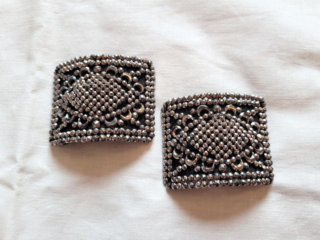 Exquisite Antique French Cut Steel Shoe Buckles - Large Domed Sparkling ...