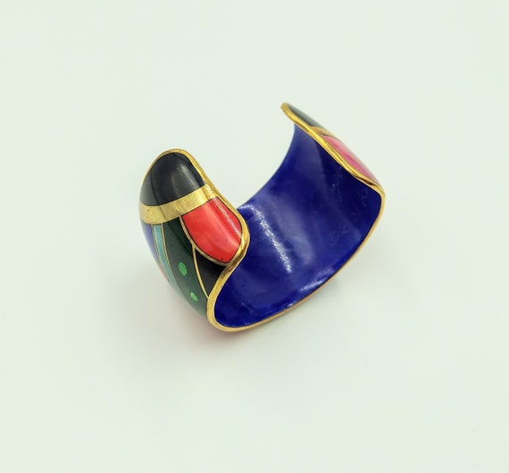 Rare Vintage David Kuo Champlevé Art Deco Vibrant Geo… - Gem