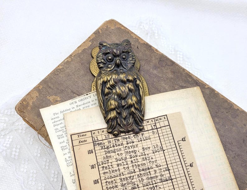 Antique Brass Owl Paper Clip: Victorian Desk Accessory, Bradley ...