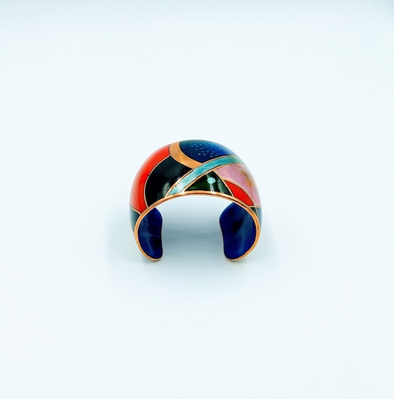 Rare Vintage David Kuo Champlevé Art Deco Vibrant Geometric | Etsy