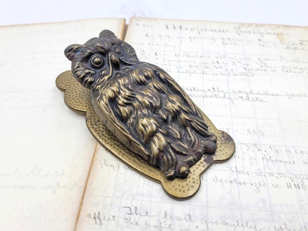 Antique Brass Owl Paper Clip: Victorian Desk Accessory, Bradley ...
