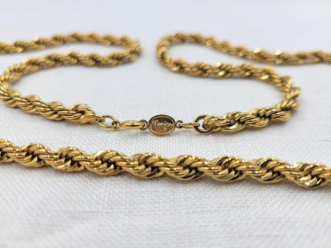 Vintage NAPIER Gold-tone Rope Chain Necklace - 30 Inch - Etsy