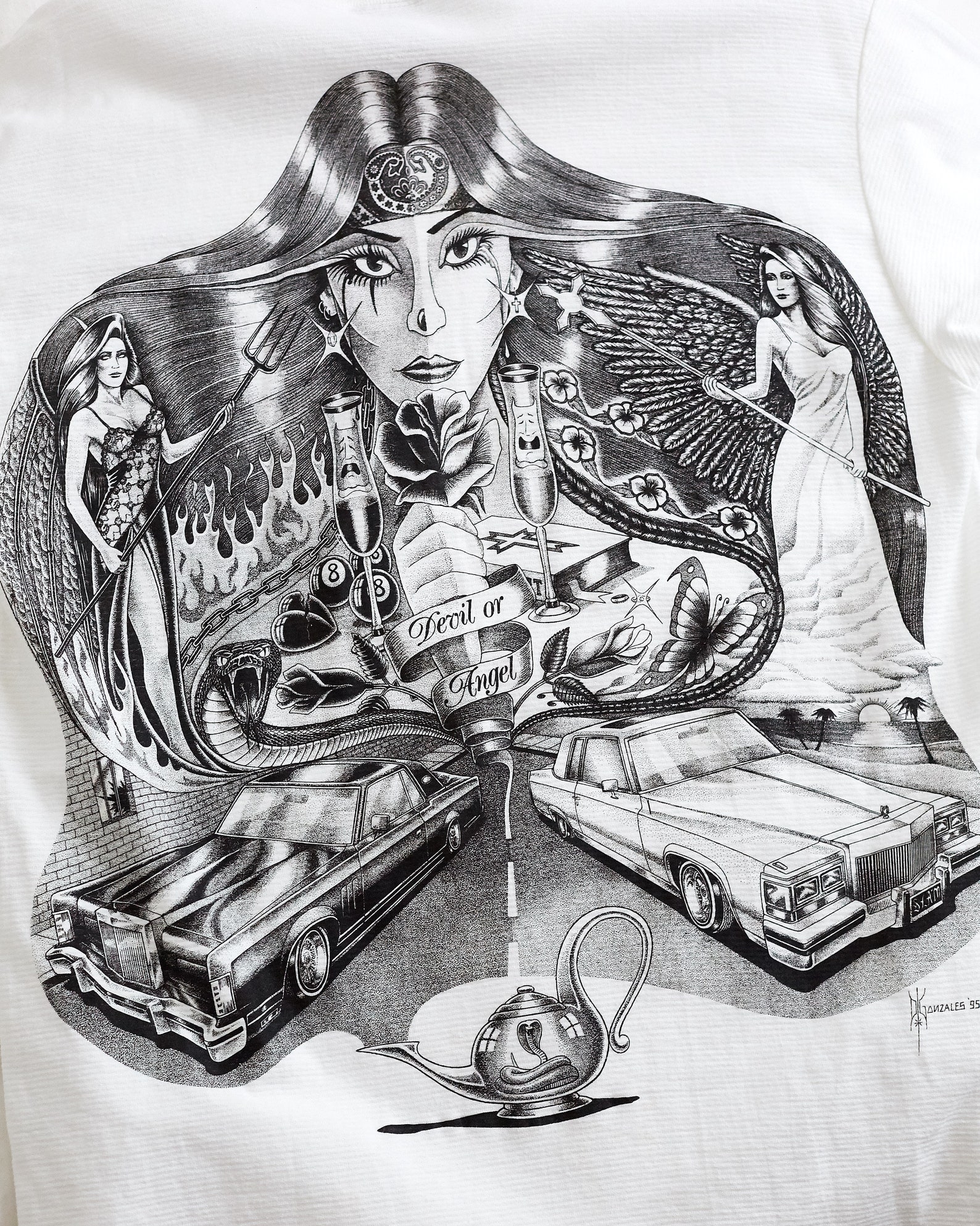 VTG 1995 David Gonzales Lowrider Art T Shirt Sz. L Large White | Etsy