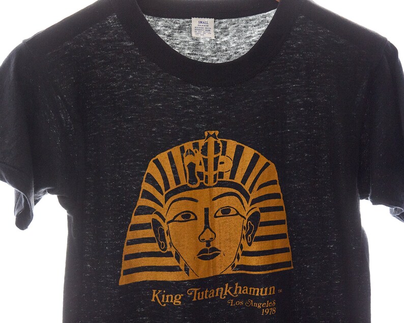 VTG Rare 1978 King Tut Los Angeles T Shirt Sz. S Small Deadstock Black King Tutankhamun Official ...