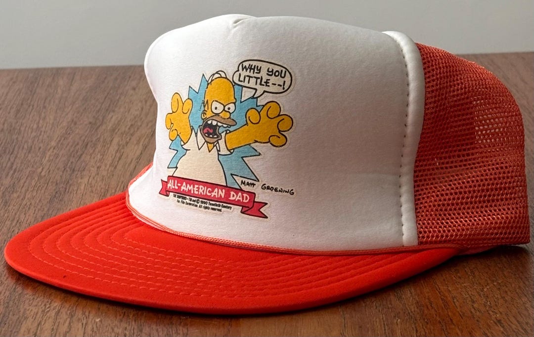 Vintage 1990 Homer Simpson Trucker Hat, Universal Caps (S/M) - Etsy