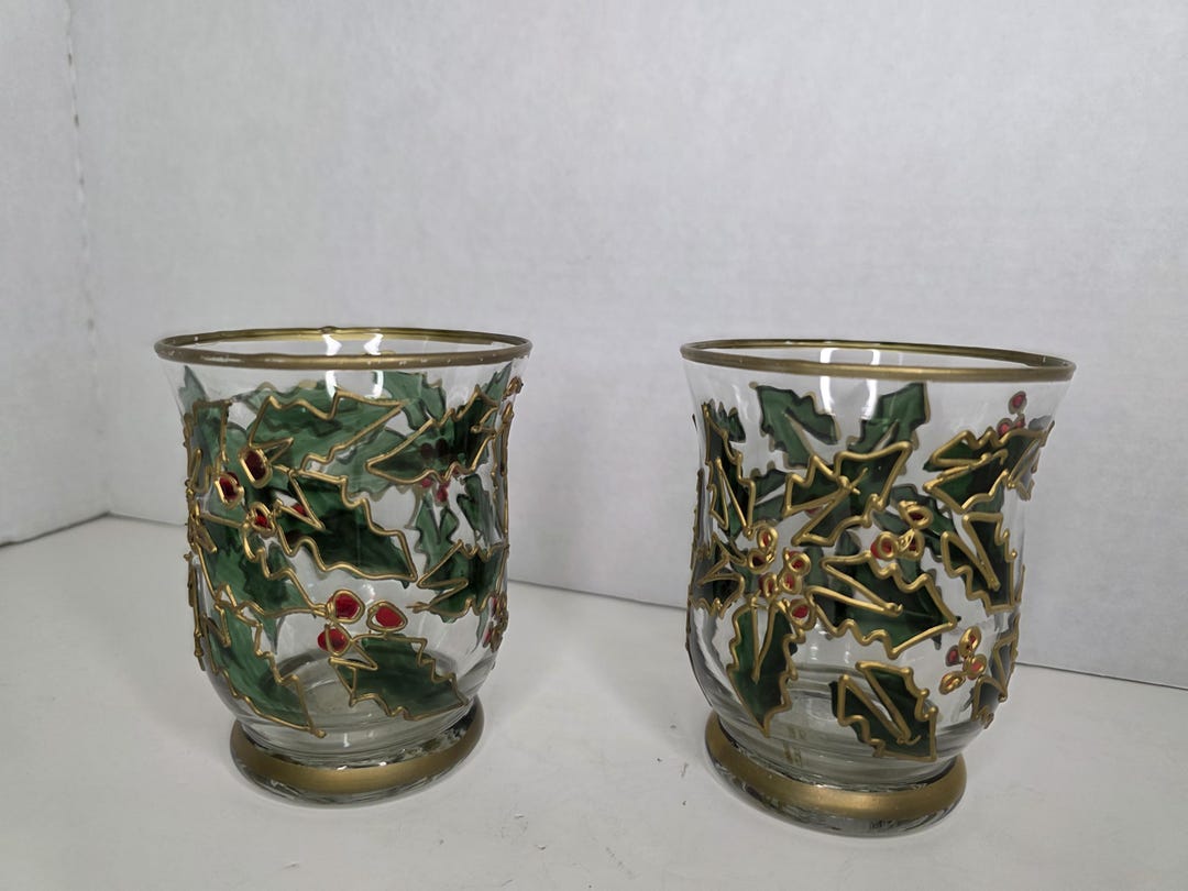 Fifth Avenue Vintage Lead Crystal Tea Light Hurricane 6" Holly Votives ...