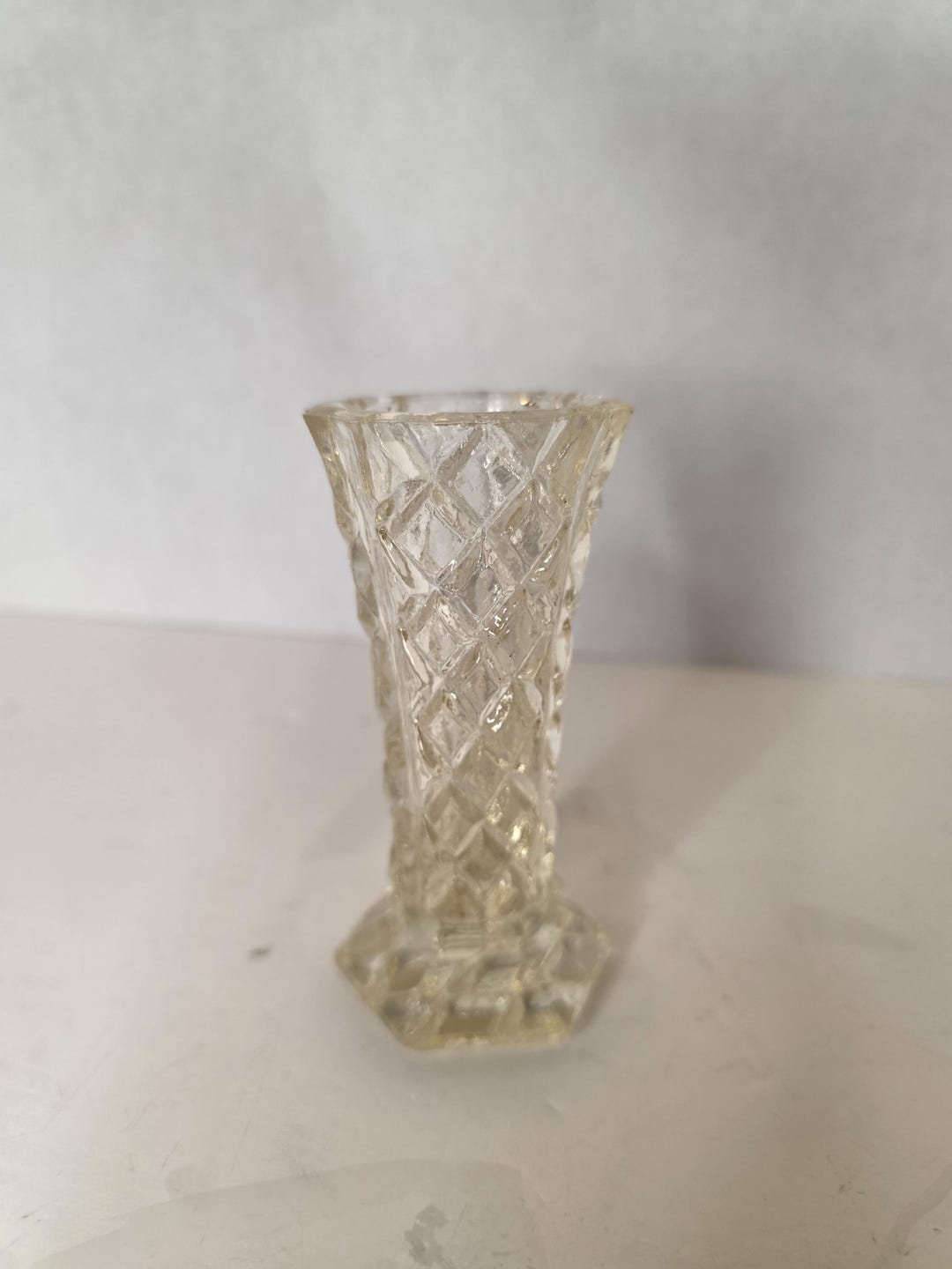 Vintage Diamond Pattern Lead Crystal Hexagonal Bud Vase Yellow - Etsy